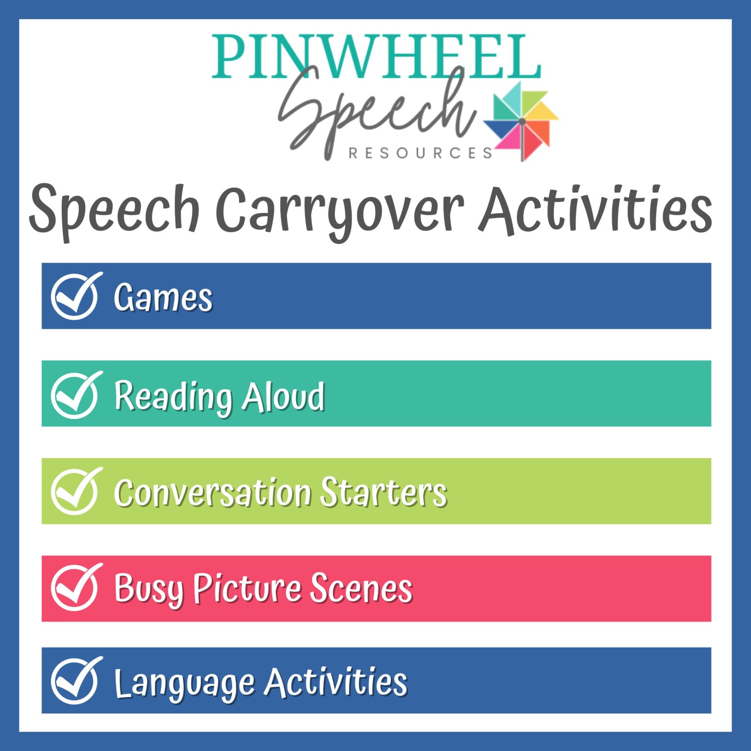 Speech Carryover Activities - Pinwheel Speech Resources